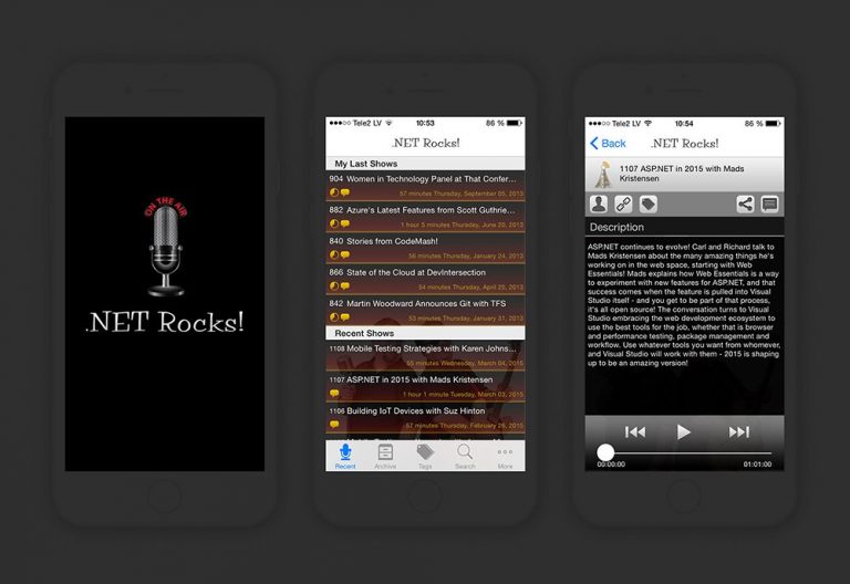 .NET Rocks mobile app in the App Store and Windows Store