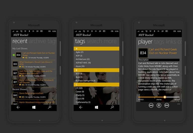 .NET Rocks mobile app in the App Store and Windows Store